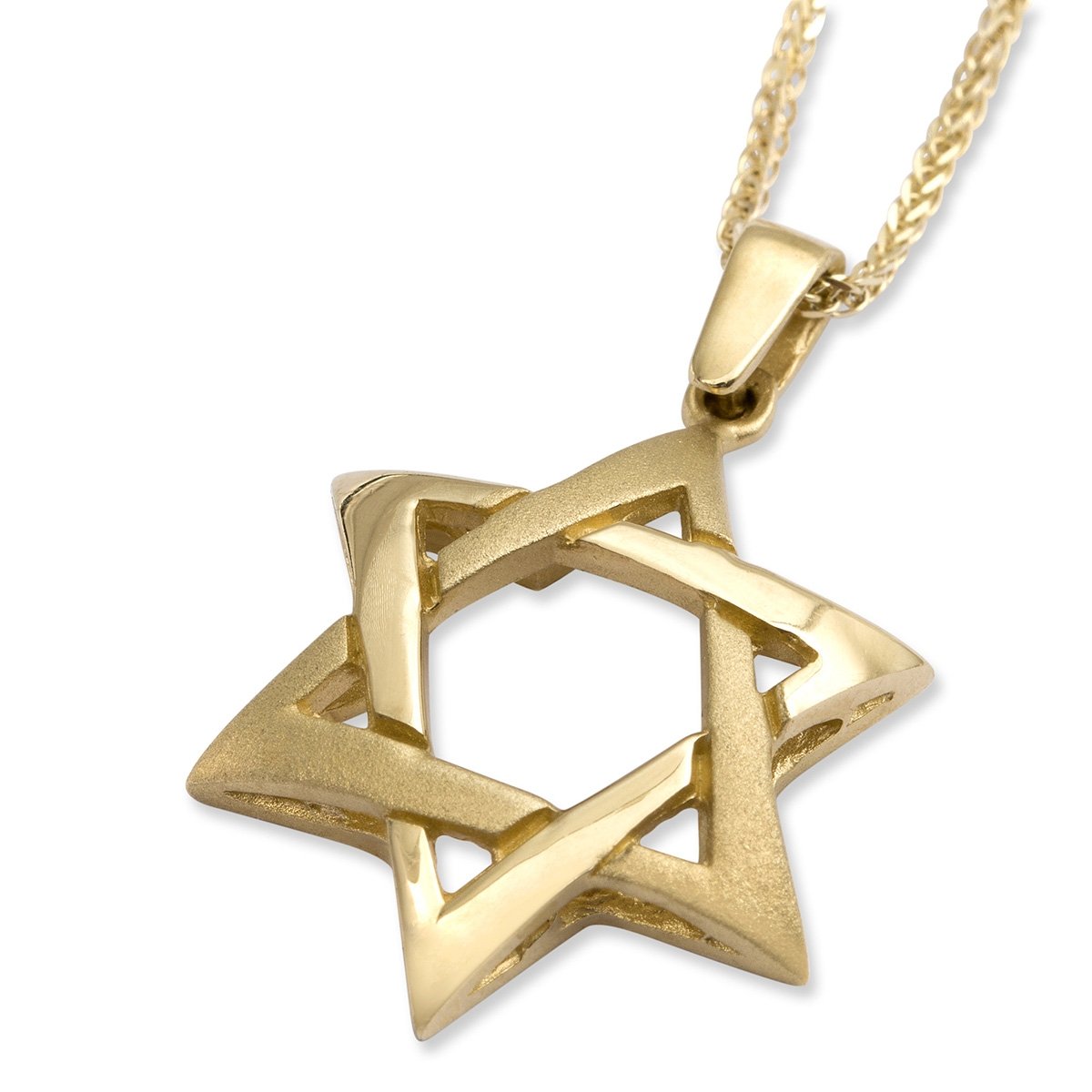 Large 14K Yellow Gold Interlocking Star of David Pendant Necklace ...